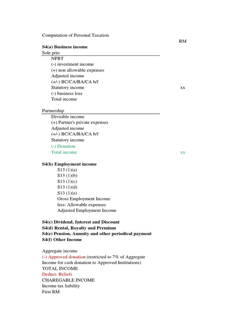 Personal Income Tax Computation Guide | PDF