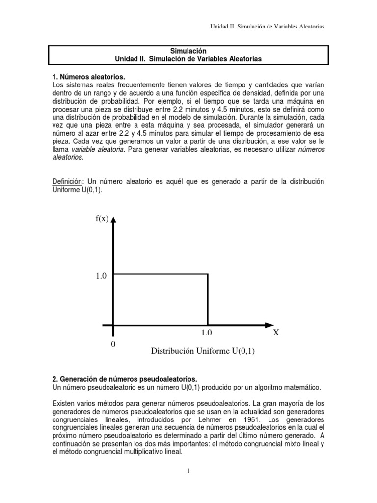 Unidad II. Sim Variables Aleatorias (Alumnos A) | PDF | Distribución de probabilidad | Variable ...