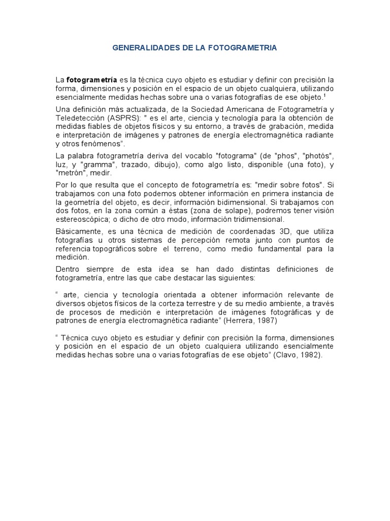 Historia de la Fotogrametría | PDF | Visión por computador | Visión
