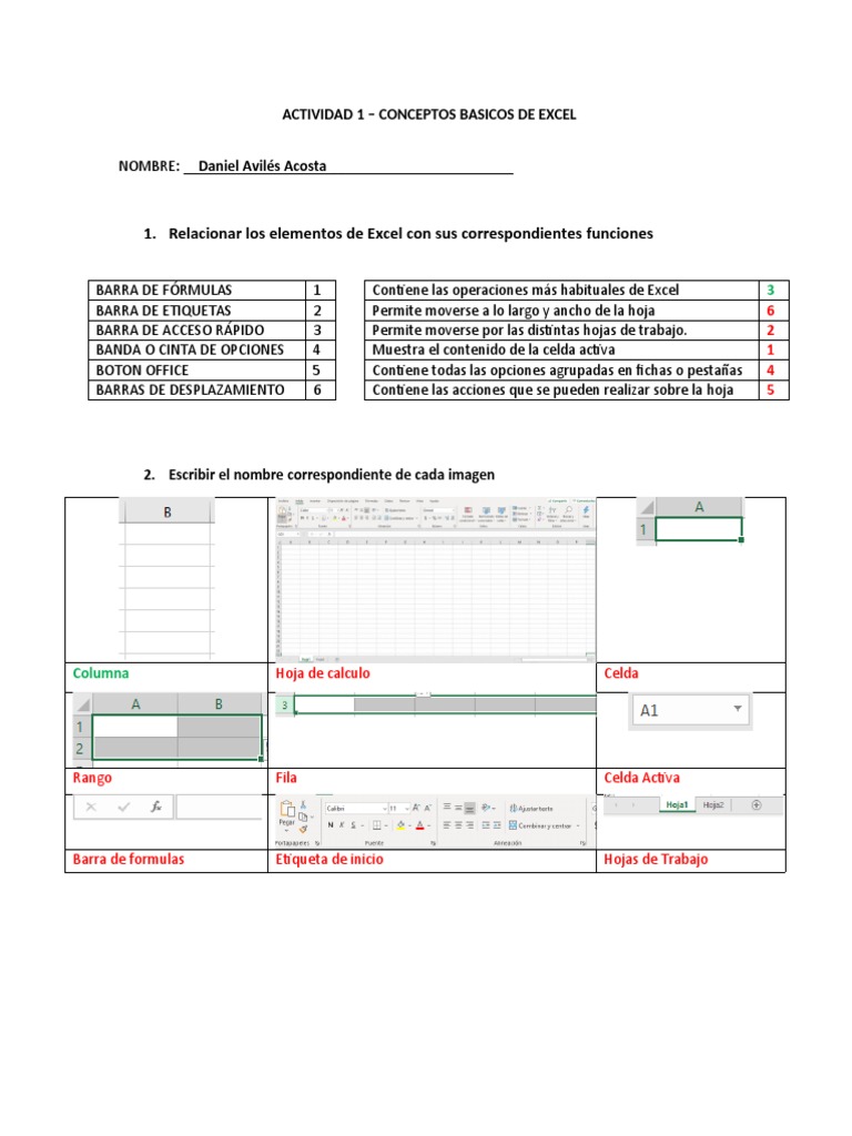 Conceptos básicos de Excel en | PDF | Microsoft Excel | Hoja de cálculo