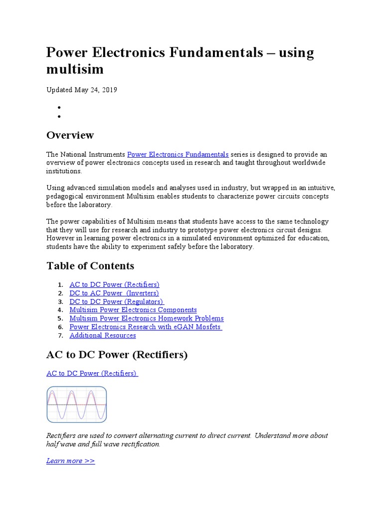 Power Electronics Fundamentals - Multisim | PDF | Power Electronics ...