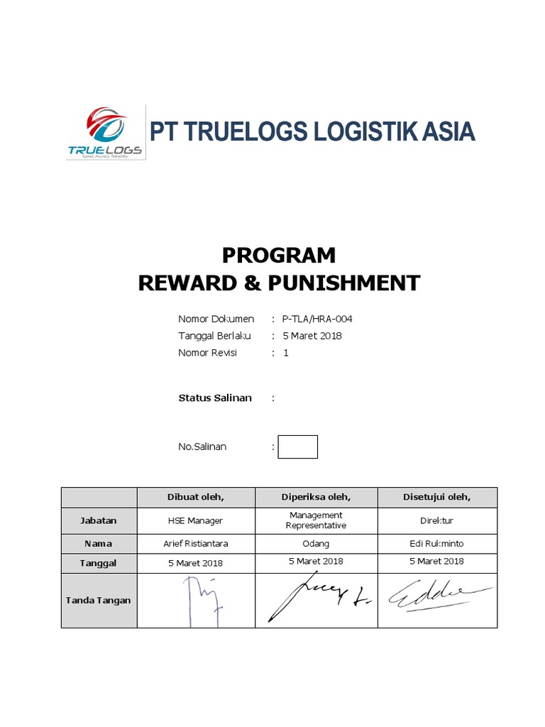 1.c. P-TLA-HRA-004 Program Reward & Punishment | PDF