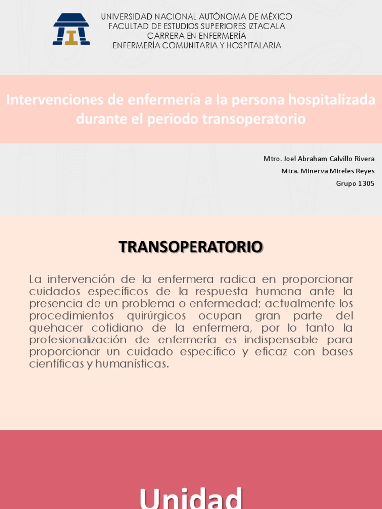 TRANSOPERATORIO | PDF | Cirugía | Enfermería