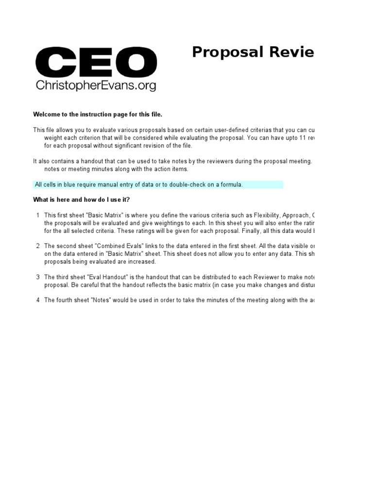 Proposal Review Decision Matrix | PDF | Analysis | Business