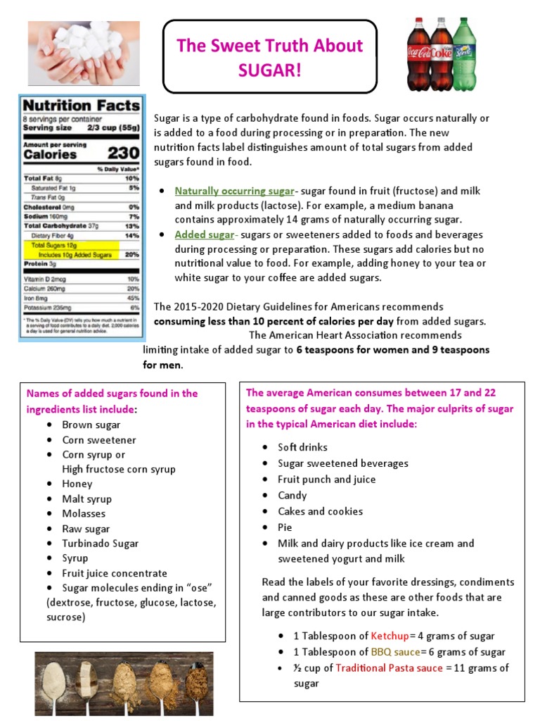 Sugar Handout | PDF | Sugar | Diet & Nutrition