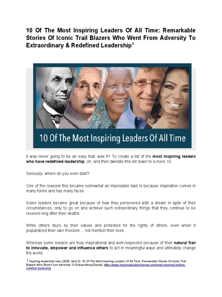 Inspiring Leaders Who Redefined Leadership | PDF | Martin Luther King ...