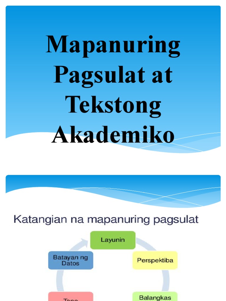 Mapanuring Pagsulat at Tekstong Akademiko | PDF