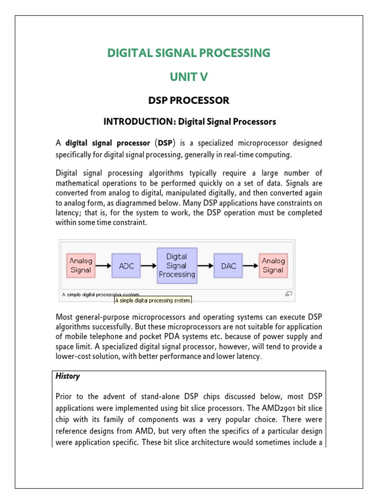 Digital Signal Processing Unit V: DSP Processor | PDF | Digital Signal ...
