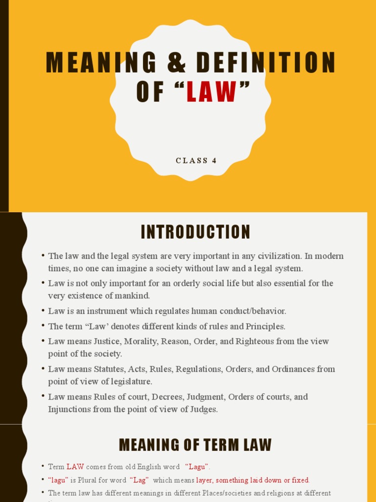 MEANING & Definition of Law | PDF | Jurisprudence | Virtue