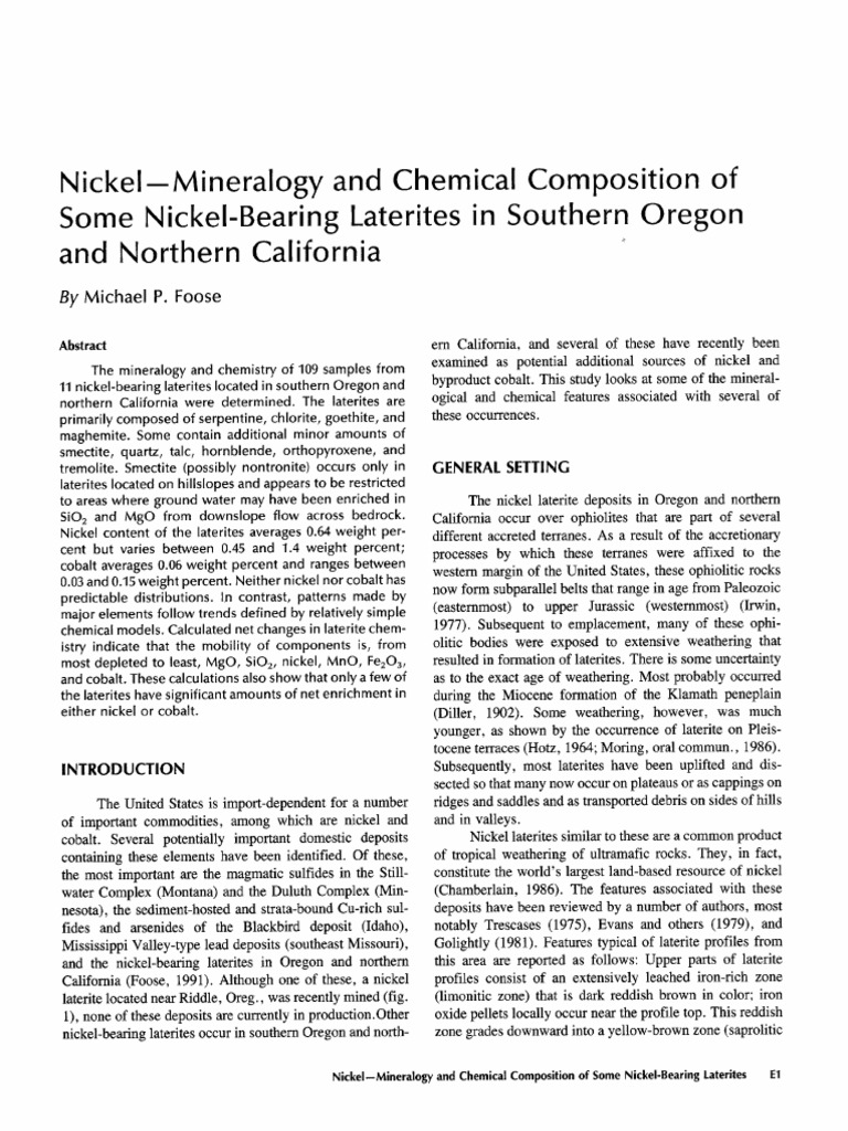 Nickel Mineralogy | PDF | Mineralogy | Chemical Compounds