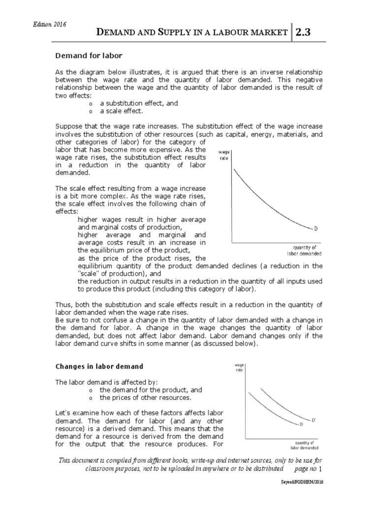 Emand and Upply in A Labour Market: Demand For Labor | PDF | Labour ...