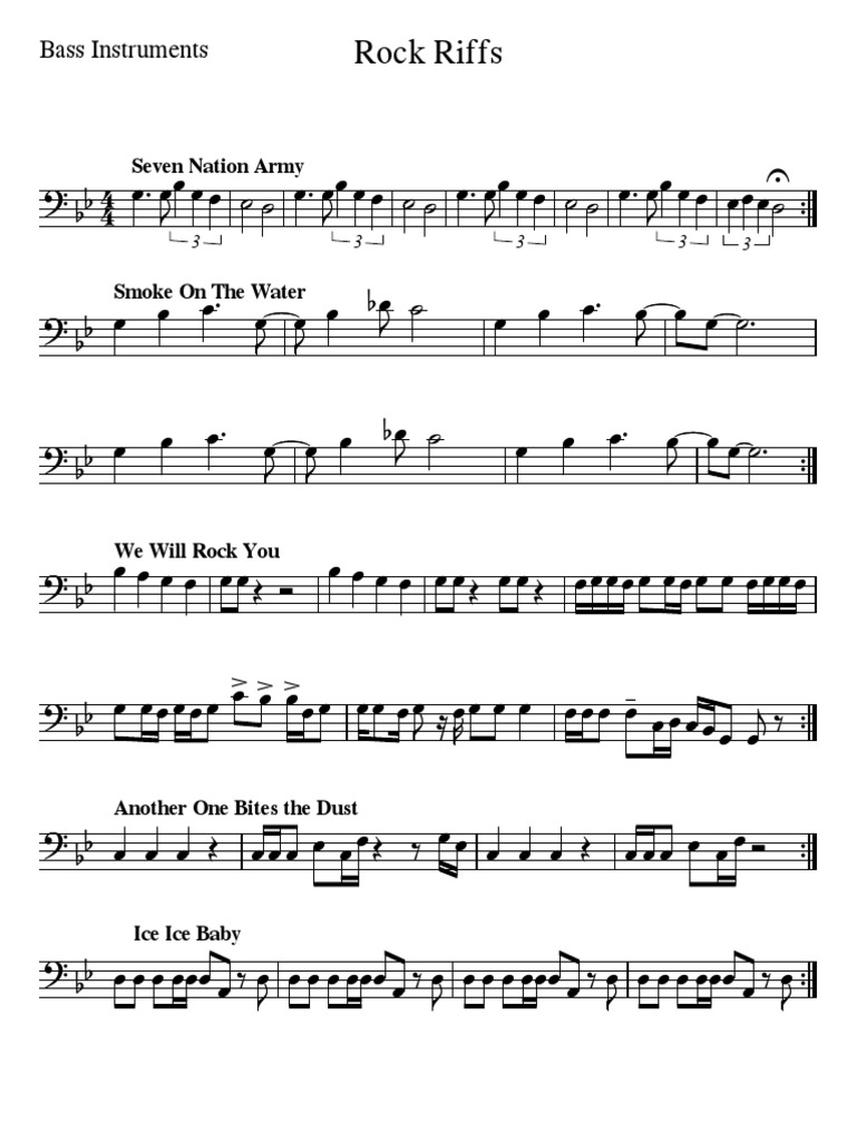 Rock Riffs Bass - Instruments PDF | Download Free PDF | Rock Music ...