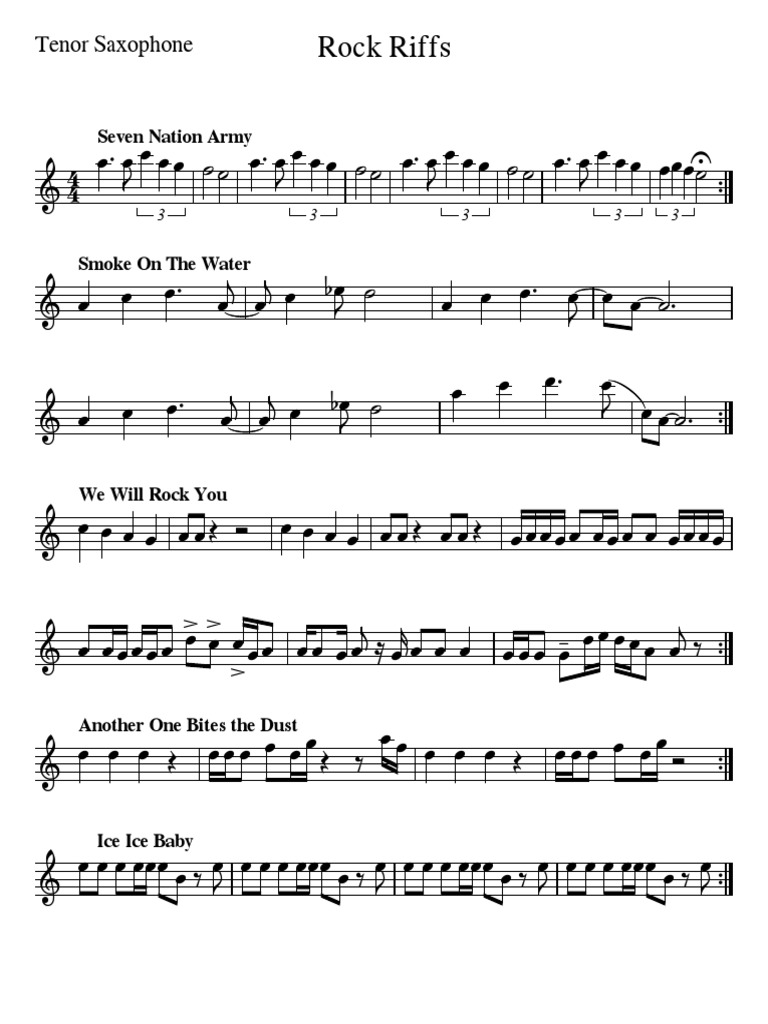 Rock Riffs Tenor - Saxophone | PDF | Musical Forms