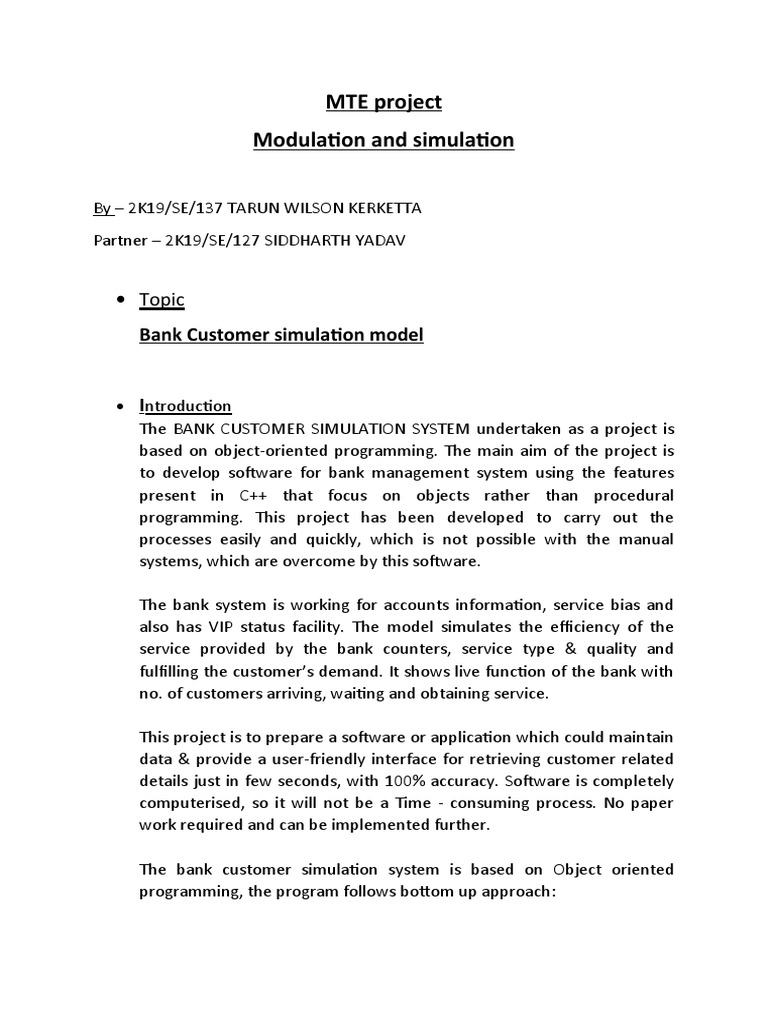 Bank Customer Simulation Model | PDF | Class (Computer Programming ...