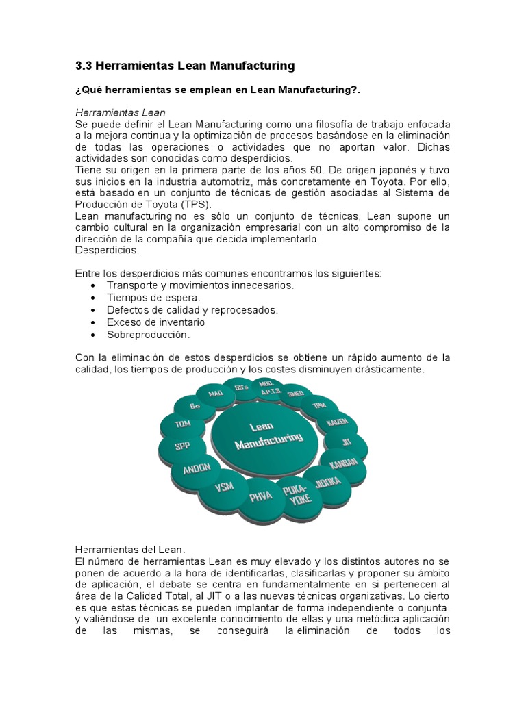 Herramientas Lean Manufacturing 3.3 | PDF | Lean Manufacturing ...