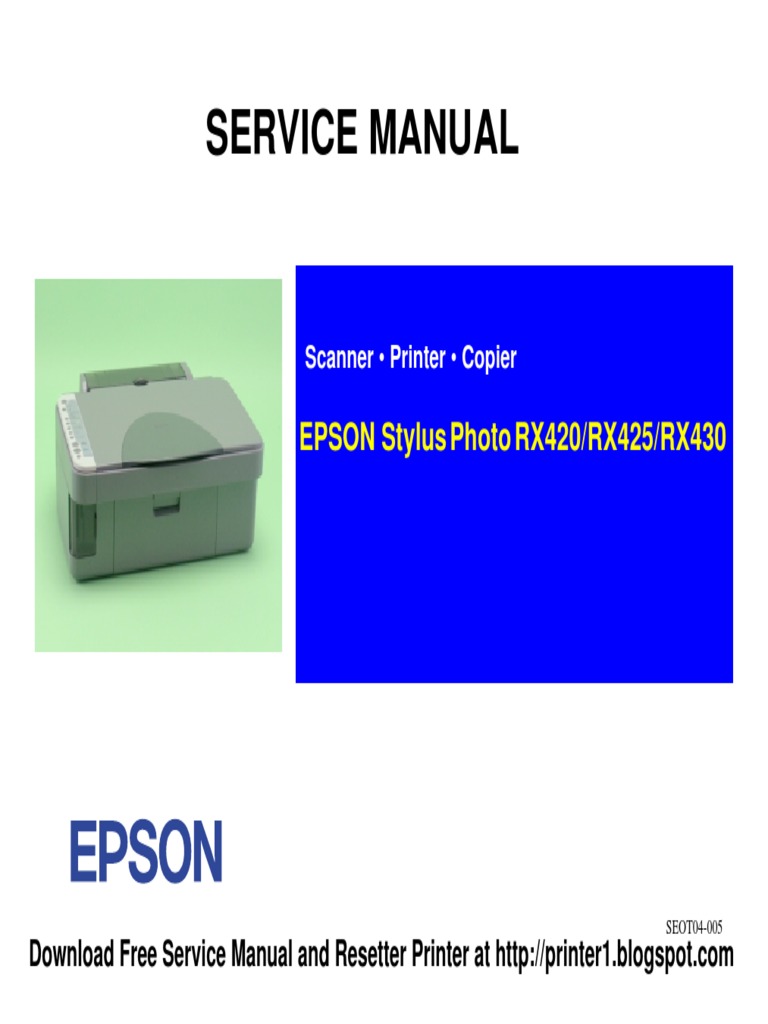 EPSON Stylus Photo RX420-RX425-RX430 PDF | PDF | Memory Card | Printer ...
