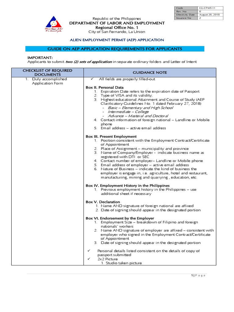 Aep Guide in Filling Up Application Form For Applicants - Companion ...