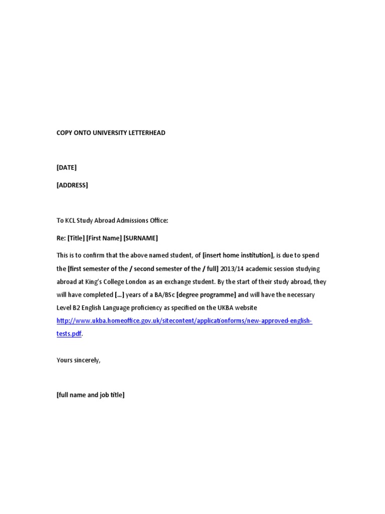 Language Proficiency Letter Template | PDF