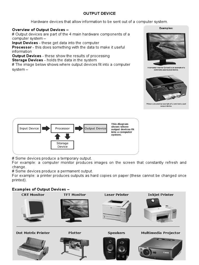Output Device | PDF | Printer (Computing) | Computer Monitor