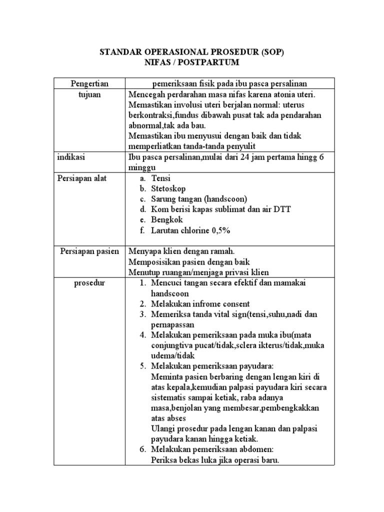 STANDAR OPERASIONAL PROSEDUR Lochea | PDF