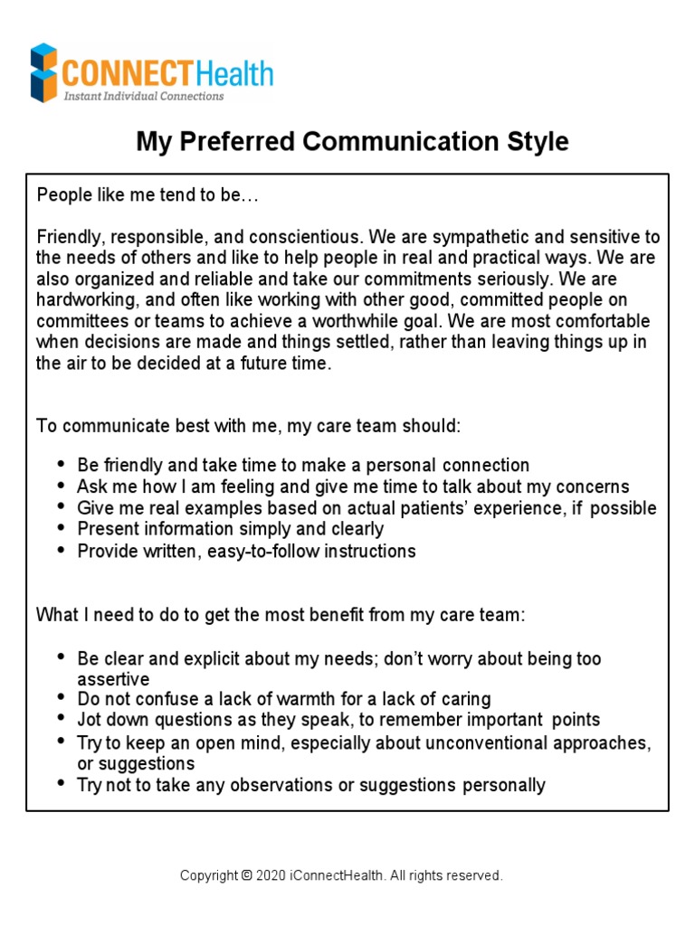 My Preferred Communication Style | PDF