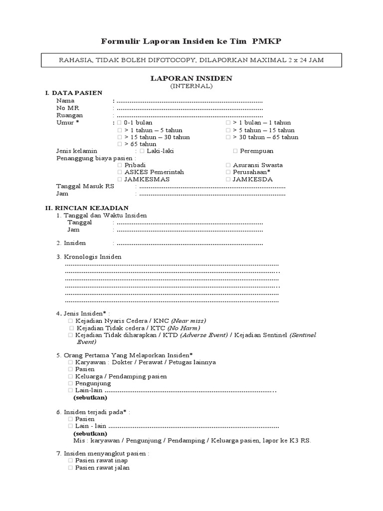 Form Laporan Insiden Internal | PDF