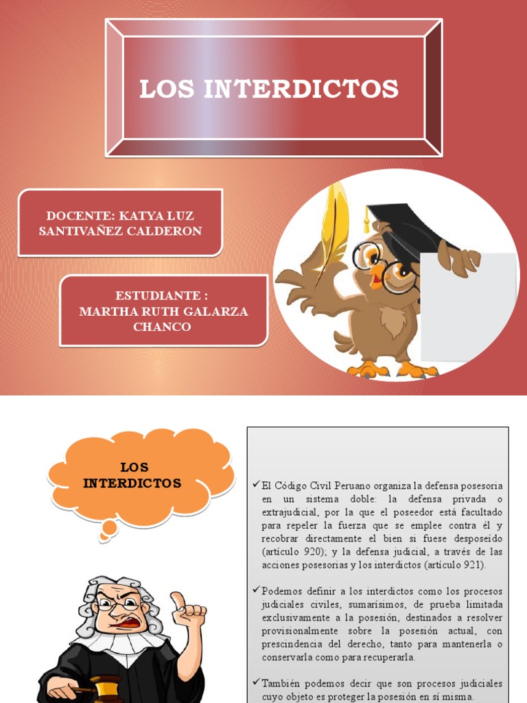 Los Interdictos Tarea | PDF | Posesión (Ley) | Demanda judicial