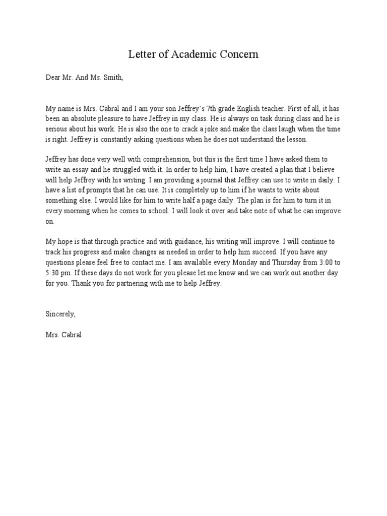 Sed464 - Letter of Academic Concern | PDF