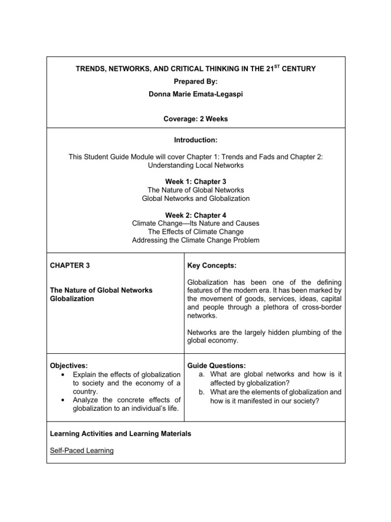 Trends Student Guide and Module Week 3 & 4 | PDF | Global Warming ...