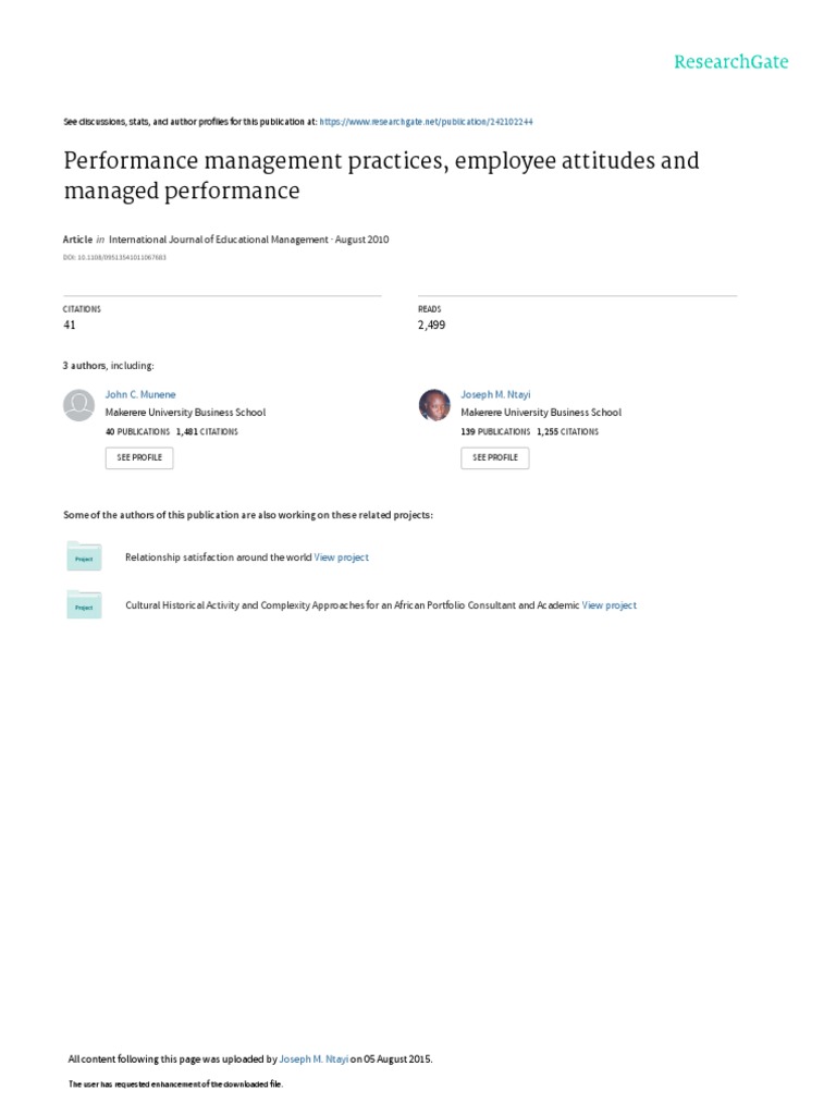 Performance Management Practices, Employee Attitudes and Managed ...