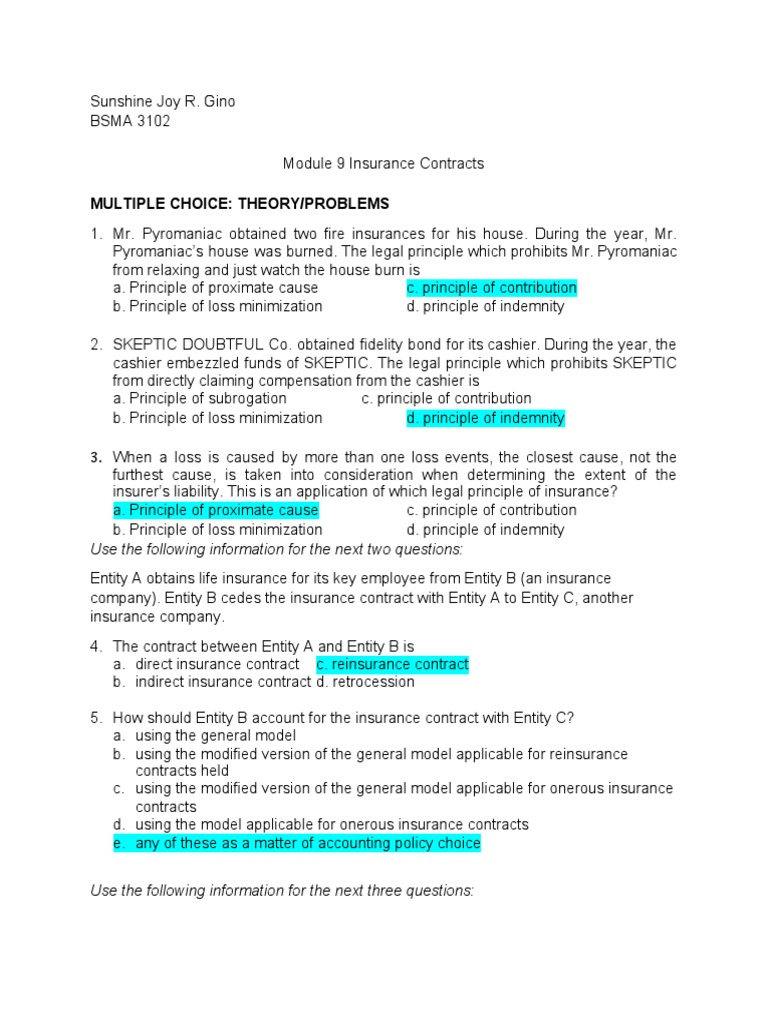 Multiple Choice: Theory/Problems: Use The Following Information For The ...