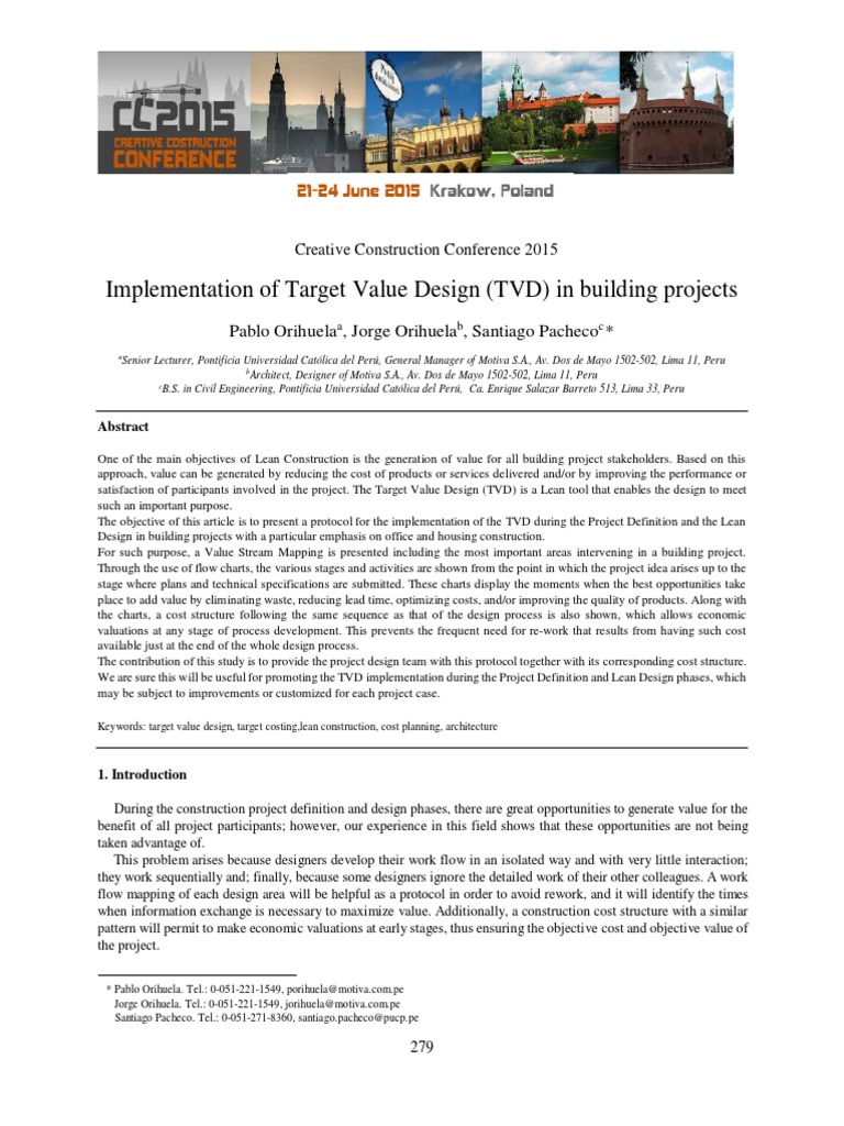 Implementation of Target Value Design (TVD) in Building Projects ...