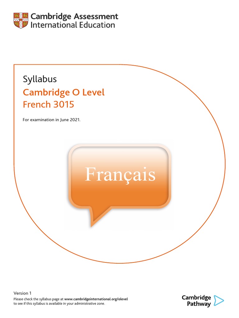 Syllabus: Cambridge O Level French 3015 | PDF | Test (Assessment ...