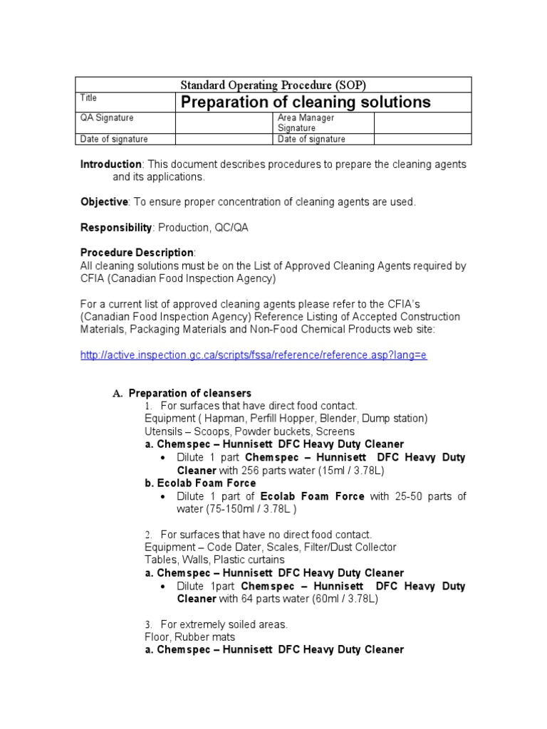 Sop Chemical Prep | PDF | Industrial Processes | Chemistry