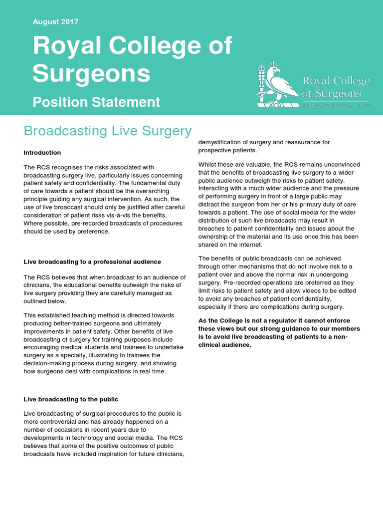 RCS Live Surgery Policy | PDF | Surgery | Consent