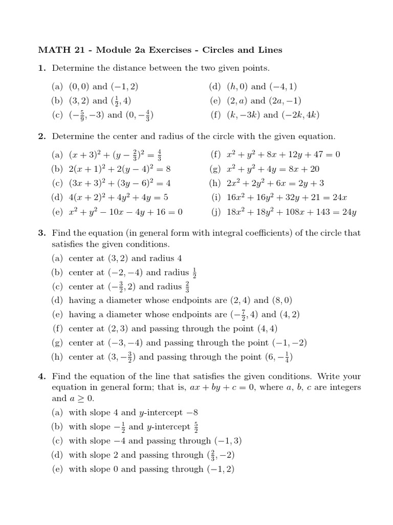 Circles and Lines | PDF | Circle | Tangent