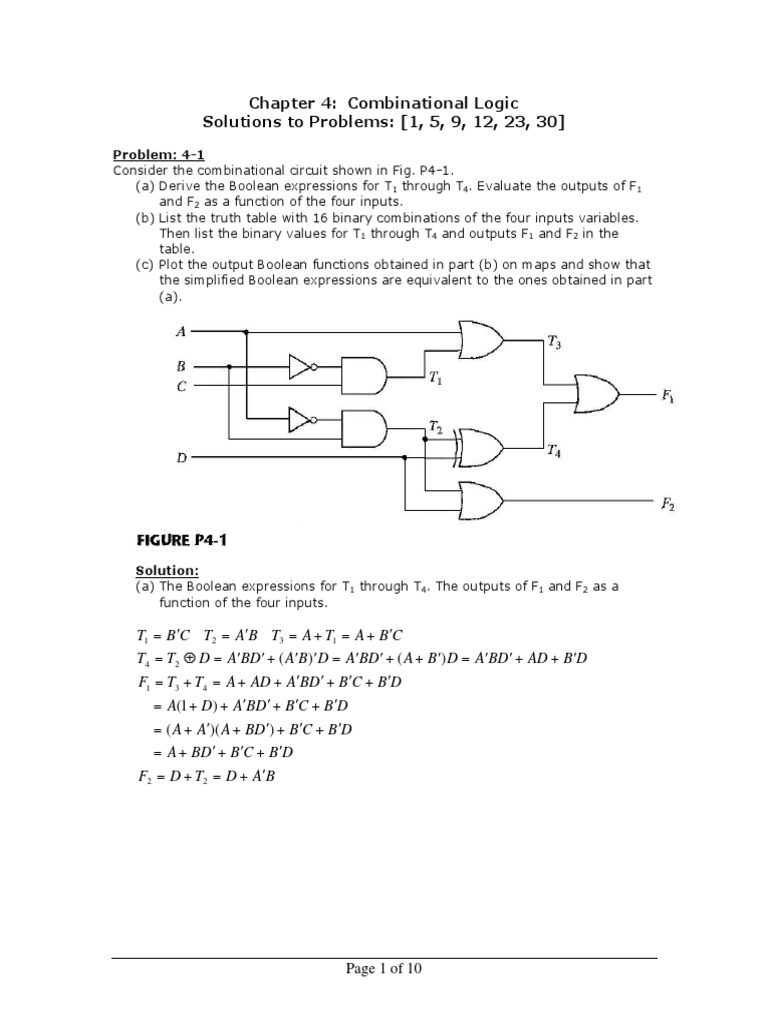 Combinational Logic Solutions | PDF | Logic Gate | Electronic Design