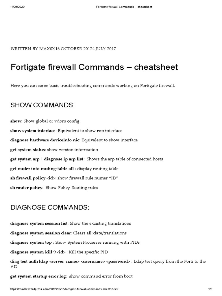 Fortigate Firewall Commands | PDF