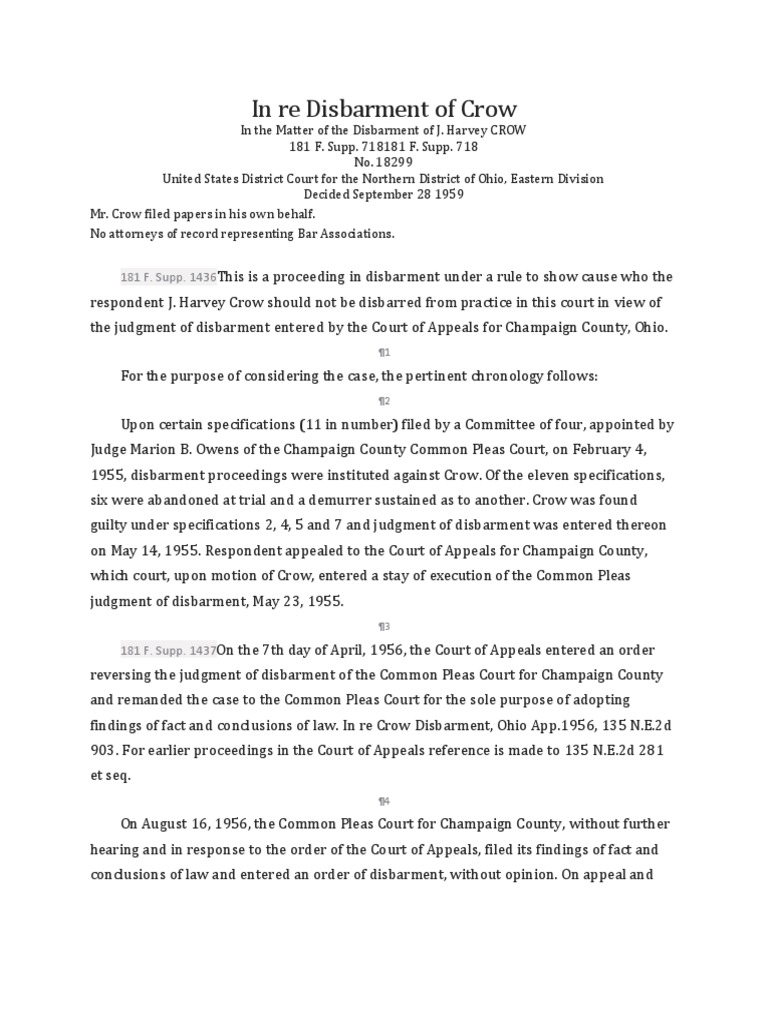 01 in Re Disbarment of Crow | PDF | Supreme Court Of The United States ...