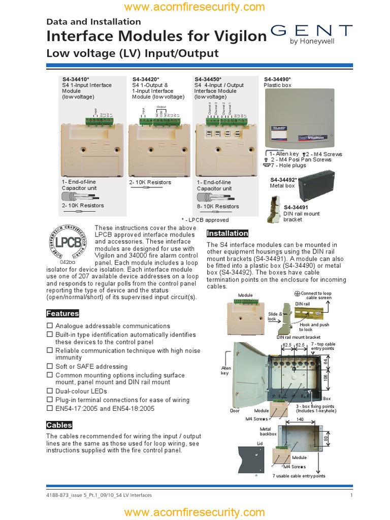 Interface Modules For Vigilon: Low Voltage (LV) Input/Output | PDF | Switch | Relay