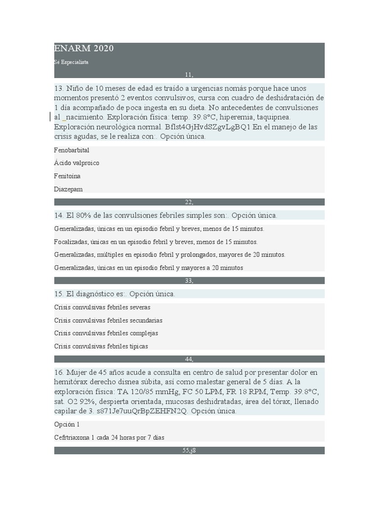 Enarm 2020.docx1 | PDF | Diarrea | Neumonía