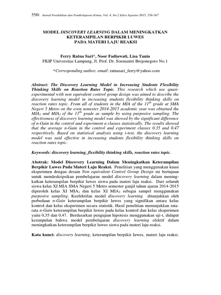 The Effectiveness of the Discovery Learning Model in Improving Students ...