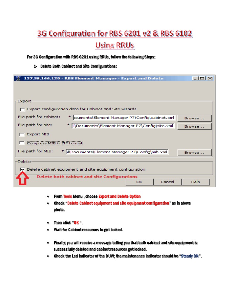 Step-by-Step Guide for Configuring 3G with RBS 6201 Using RRUs | PDF | Ip Address | Software