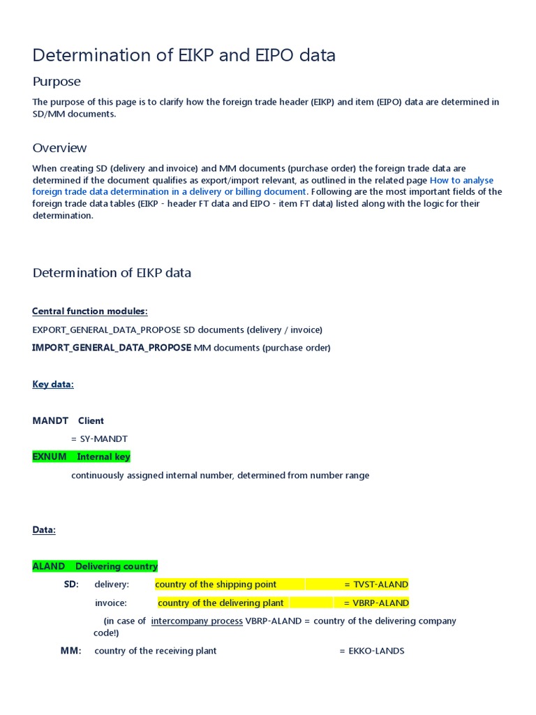Determination of EIKP and EIPO Data | PDF | Invoice | Trade