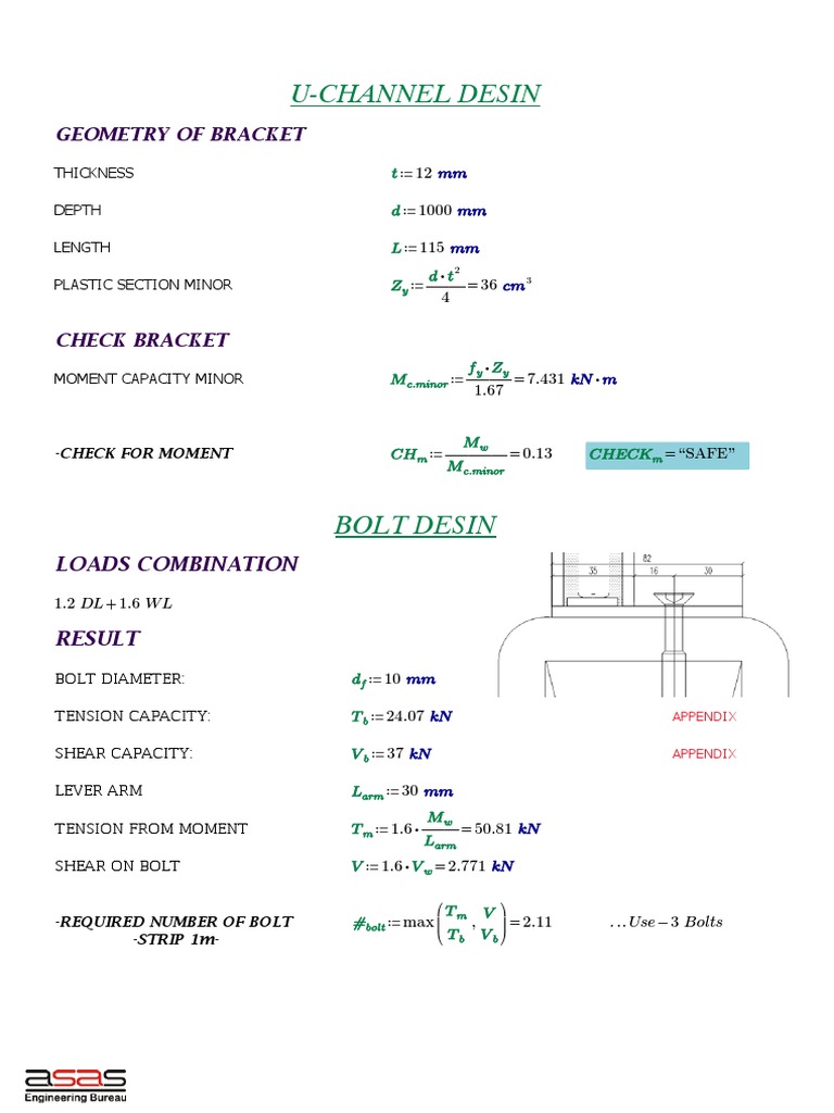 Design Calculations for a U-Channel Bracket: Checking Moment Capacity ...
