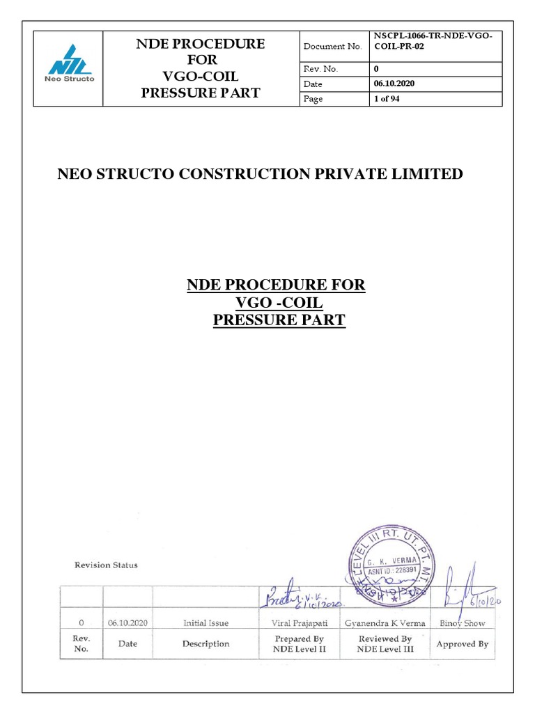 NSCPL 1066 TR Nde Vgo Coil PR 02 | PDF | Nondestructive Testing ...