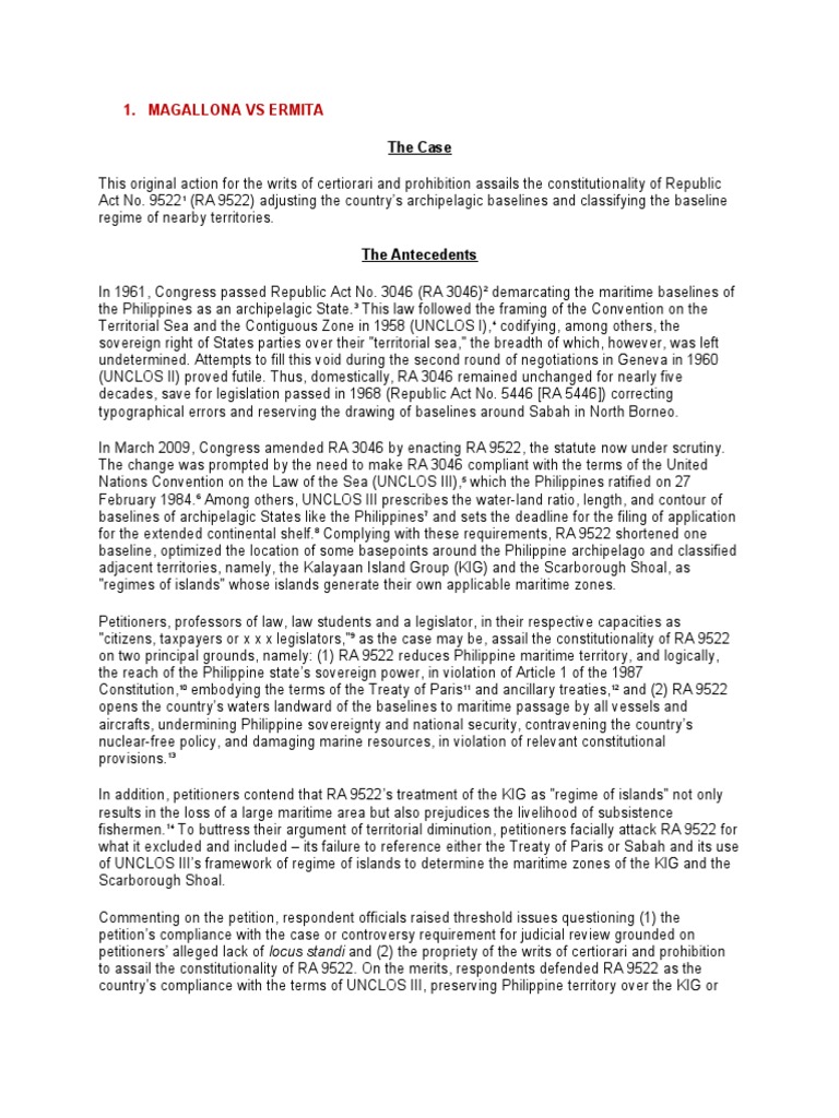 Magallona Vs Ermita: The Case | Download Free PDF | Territorial Waters ...