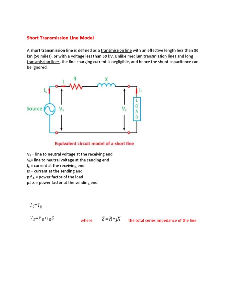 Short Transmission Line Model: I I V V I Z | PDF | Electric Power ...