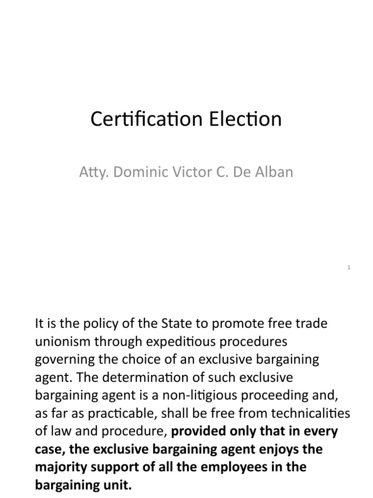 Certification Election: Atty. Dominic Victor C. de Alban | PDF ...