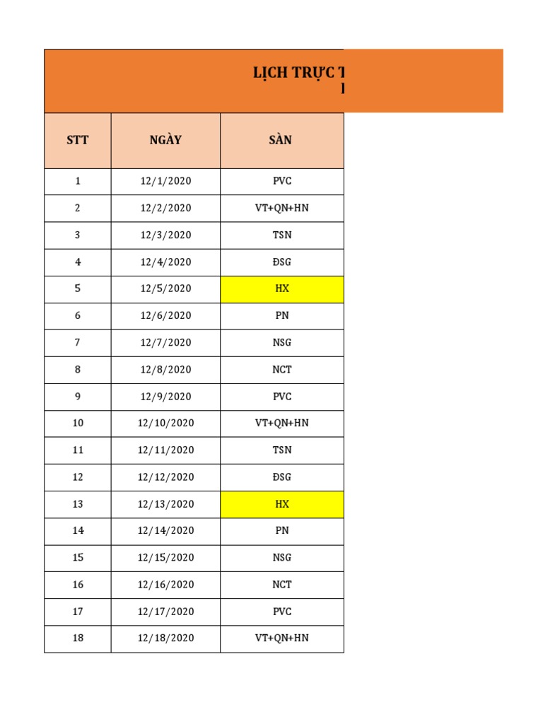 Lich Truc Du An Lavida - T12.2020 | PDF